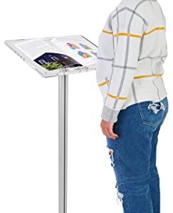 Displays2go CLRLECBNDS Floor Standing Speaking Podium, Slanted Top, Quick Assembly, Silver