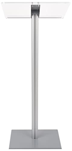 Displays2go CLRLECBNDS Floor Standing Speaking Podium, Slanted Top, Quick Assembly, Silver