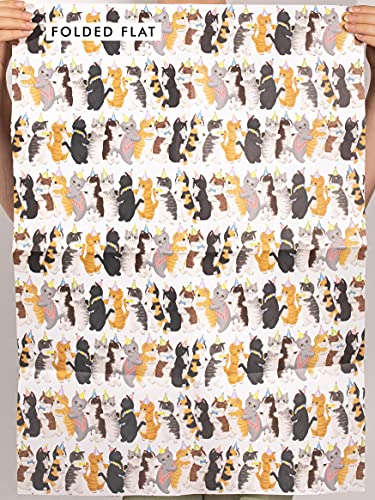 CENTRAL 23 - Fun Cat Wrapping Paper - 6 Sheets of Gift Wrap - For Men Women - Cat Conga - For Cat Owners - For Men Women - Recyclable