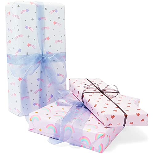 Sparkle and Bash Pink Wrapping Paper Roll (30 Inches x 16 Feet, 3 Rolls)