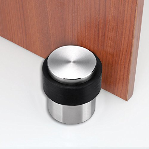 Sumnacon Cylindrical Floor Door Stopper, Solid Stainless Steel Door Stopper with Rubber Bumper-Safety Floor Mount Doorstop with Screws, Heavy Duty Commercial Industrial Floor Door Stopper