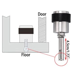 Sumnacon Cylindrical Floor Door Stopper, Solid Stainless Steel Door Stopper with Rubber Bumper-Safety Floor Mount Doorstop with Screws, Heavy Duty Commercial Industrial Floor Door Stopper