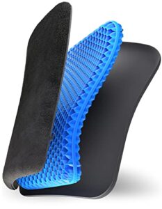 large gel seat cushion for tailbone pain relief – soft cozy plush cover with cooling honeycomb pad – pressure relief for car, office, chair, home – comfort and support while sitting at a desk or floor