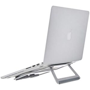 amazon basics aluminum portable foldable support stand for laptops up to 13 inches, silver