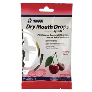 hager pharma dry mouth drops, cherry, 26 count per bag (3 bags)