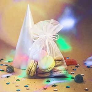 CREATIVE ORGANZA Bags 100Pcs 5x7 inch White Gift Pouch with Satin Drawstring Perfect for Wedding Baptise Party Favors Candy Jewelry Cosmetics