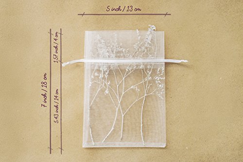 CREATIVE ORGANZA Bags 100Pcs 5x7 inch White Gift Pouch with Satin Drawstring Perfect for Wedding Baptise Party Favors Candy Jewelry Cosmetics