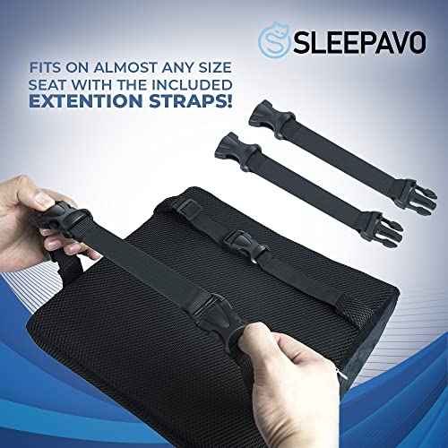 Sleepavo Memory Foam Seat Cushion for Office Chair - Orthopedic Back & Butt Pillow for Sciatica Tailbone Coccyx Hip Pain Relief for Sitting, Gaming, Desk, Car & Airplane - Padded Lumbar Support Pillow