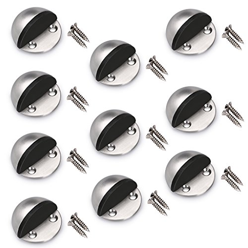 Sumnacon Floor Door Stopper, 10 Pcs Stainless Steel Door Stopper with Rubber Bumper-Contemporary Safety Floor Mounted Doorstop with Hardware Screws, Heavy Duty Home Commercial Floor Door Stop