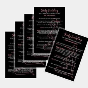 Body Sculpting Pre and Post Treatment Information Cards | 30 Pack | 4x6” inch Large Postcard Size | Black with Rose Gold Silhouette Design