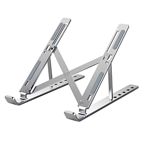 LIENS Laptop Stand Laptop Riser Computer Stand for Laptop Foldable Portable Aluminum Laptop Stand Adjustable Compatible for 10 to 15.6” Laptops (Silver)