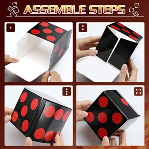 24 Pack Casino Party Dice Favor Box 4 x 4 x 4 Inch Casino Party Decoration Casino Themed Party Goodie Boxes Gable Boxes Gift Boxes with Ribbon for Birthday Party Casino Night Supplies, Black Red White