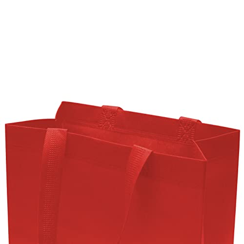 Red Gift Bags - 12 Pack Large Reusable Fabric Gift Wrap Totes with Handles for Party Favor & Goodie Bags, Birthday & Holiday Gifts, Bags for Small Business & Retail Merchandise, in Bulk - 10x5x13