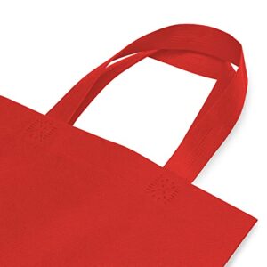 Red Gift Bags - 12 Pack Large Reusable Fabric Gift Wrap Totes with Handles for Party Favor & Goodie Bags, Birthday & Holiday Gifts, Bags for Small Business & Retail Merchandise, in Bulk - 10x5x13