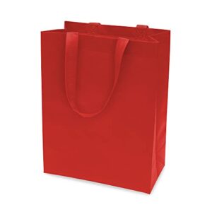 Red Gift Bags - 12 Pack Large Reusable Fabric Gift Wrap Totes with Handles for Party Favor & Goodie Bags, Birthday & Holiday Gifts, Bags for Small Business & Retail Merchandise, in Bulk - 10x5x13