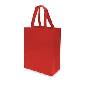 Red Gift Bags - 12 Pack Large Reusable Fabric Gift Wrap Totes with Handles for Party Favor & Goodie Bags, Birthday & Holiday Gifts, Bags for Small Business & Retail Merchandise, in Bulk - 10x5x13