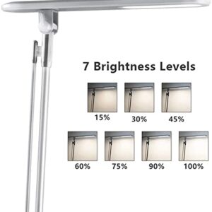 LED Desk Lamp,JUKSTG Eye-Caring Table Lamp 7 Brightness Levels 4 Lighting Modes Home Office Lamps,Desk Light with USB Charging Port,Blue Light Filter,Touch Control,14W Adjustable Reading Lamps,Silver