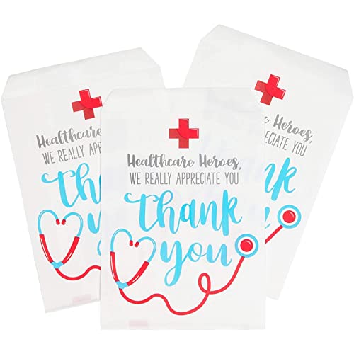 Sparkle and Bash Thank You Goodie Bags, Nurse Appreciation Gifts (5 x 7.5 in, 100 Pack)