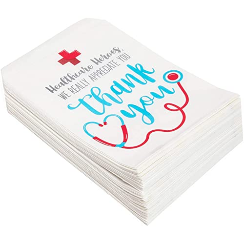 Sparkle and Bash Thank You Goodie Bags, Nurse Appreciation Gifts (5 x 7.5 in, 100 Pack)