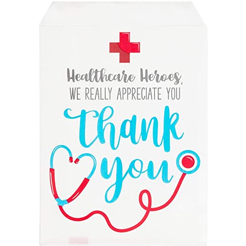 Sparkle and Bash Thank You Goodie Bags, Nurse Appreciation Gifts (5 x 7.5 in, 100 Pack)