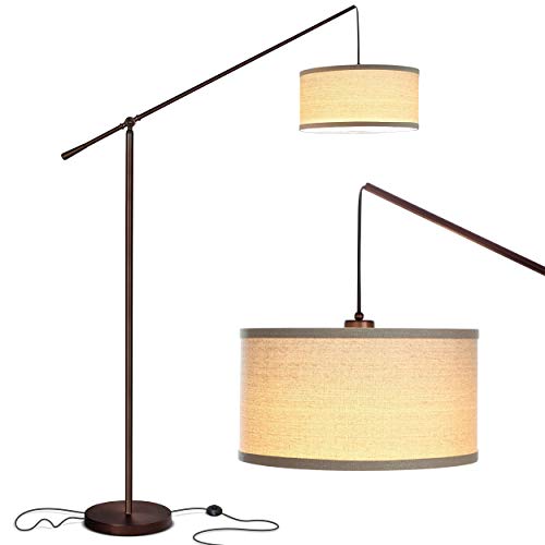 Brightech Hudson 2 - LED Floor lamp, Tall Lamp with Sturdy Base, Contemporary Arc Lamp for Living Rooms & Offices, Great Living Room Décor, Mid Century Modern Lamp for Bedroom - Rubbed Bronze