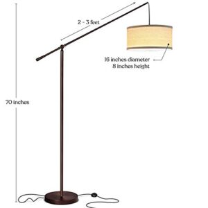 Brightech Hudson 2 - LED Floor lamp, Tall Lamp with Sturdy Base, Contemporary Arc Lamp for Living Rooms & Offices, Great Living Room Décor, Mid Century Modern Lamp for Bedroom - Rubbed Bronze