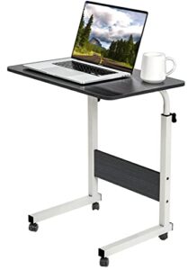 aduyiuce small desk with wheels – height adjustable from 27” to 38” standing portable mobile work rolling compact couch desk tray table for small space couch laptop over treadmill desk home office