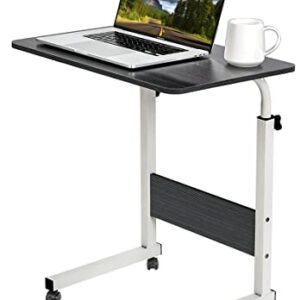 Aduyiuce Small Desk with Wheels - Height Adjustable from 27'' to 38'' Standing Portable Mobile Work Rolling Compact Couch Desk Tray Table for Small Space Couch Laptop Over Treadmill Desk Home Office