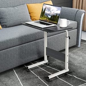 Aduyiuce Small Desk with Wheels - Height Adjustable from 27'' to 38'' Standing Portable Mobile Work Rolling Compact Couch Desk Tray Table for Small Space Couch Laptop Over Treadmill Desk Home Office