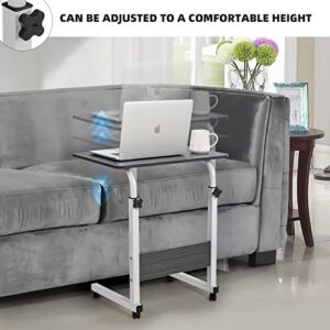 Aduyiuce Small Desk with Wheels - Height Adjustable from 27'' to 38'' Standing Portable Mobile Work Rolling Compact Couch Desk Tray Table for Small Space Couch Laptop Over Treadmill Desk Home Office