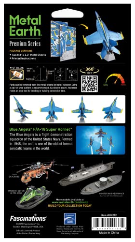 Fascinations Metal Earth Premium Series Blue Angels F/A-18 Super Hornet 3D Metal Model Kit Bundle with Tweezers