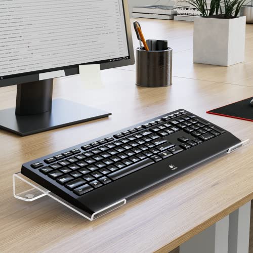 MaxGear Computer Keyboard Stand Keyboard Riser Acrylic Keyboard Stand for Desk Clear Keyboard Holder for Desk with Adjustable Height for Easy Ergonomic Typing at Office, Home, School