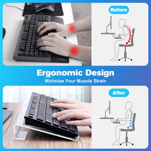 MaxGear Computer Keyboard Stand Keyboard Riser Acrylic Keyboard Stand for Desk Clear Keyboard Holder for Desk with Adjustable Height for Easy Ergonomic Typing at Office, Home, School