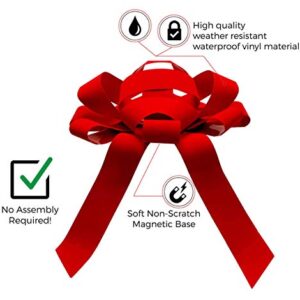 CarBowz Big Red Car Bow, Giant Bow, Non Scratch Magnet, Weather Resistant Vinyl, Fully Assembled