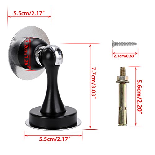 Sumnacon Magnetic Door Stopper, Heavy Duty Stainless Steel Door Stop Holder Come with 4 Pcs 3M Double-Sided Adhesive Tape & Hardware Screws,Install with Adhesive Tape Or Screws On Floor Wall (Black)