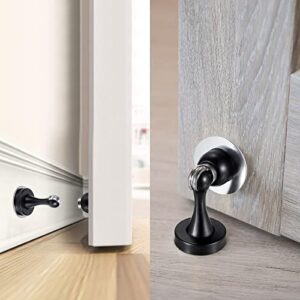 Sumnacon Magnetic Door Stopper, Heavy Duty Stainless Steel Door Stop Holder Come with 4 Pcs 3M Double-Sided Adhesive Tape & Hardware Screws,Install with Adhesive Tape Or Screws On Floor Wall (Black)