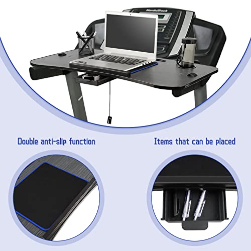 Natheeph Treadmill Desk Attachment, Upgrade Treadmill Desk Workstation with Non-Slip Mat, Universal Treadmill Laptop Holder with Drawer for Notebook/Laptop (Black)