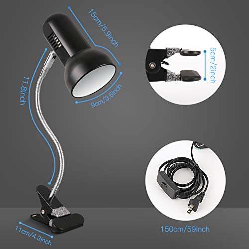 SZMANWEISI Clamp Desk Lamps 360 ° Flexible Clip on Light,Portable Book Reading Light,Clip on Desk/Table/Bed/Piano/headboard Light Home/Bedroom Lighting