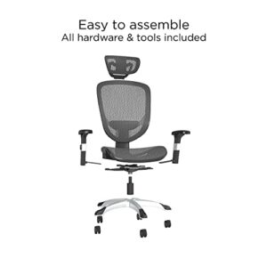 STAPLES Hyken Technical Task (Black, Sold as 1 Each) -Adjustable Breathable Mesh Material Provides Lumbar, arm and Head Support, Perfect Desk Chair for The Modern Office