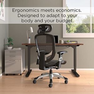 STAPLES Hyken Technical Task (Black, Sold as 1 Each) -Adjustable Breathable Mesh Material Provides Lumbar, arm and Head Support, Perfect Desk Chair for The Modern Office