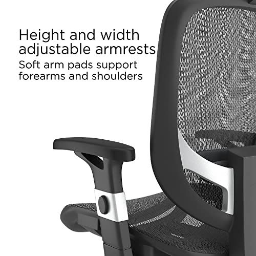 STAPLES Hyken Technical Task (Black, Sold as 1 Each) -Adjustable Breathable Mesh Material Provides Lumbar, arm and Head Support, Perfect Desk Chair for The Modern Office