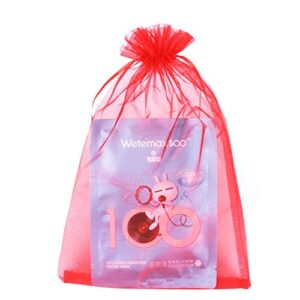 Stratalife 50PCS Drawstring Organza Bags 5x7 Inches Red Transparent Jewelry Favor Pouches Baby Shower Party Wedding Gift Bags Chocolate Candy Bags(50PCS Red)