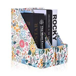 suin 2 packs foldable magazine-file holder, seamless floral designered file-boxes desk file organizer for office/home/school