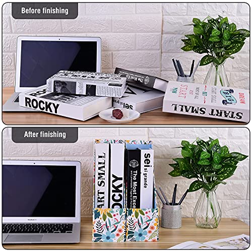 SUIN 2 Packs Foldable Magazine-File Holder, Seamless Floral Designered File-Boxes Desk File Organizer for Office/Home/School