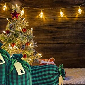 Eylola 6 Pieces 11.8 x 15.7 inch Christmas Buffalo Plaid Drawstring Bag Cotton Xmas Bag Plaid Present Bag Christmas Santa Sack Xmas Stocking Bag Party Supplies (Green and Black)