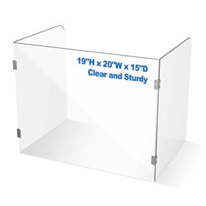 desk shields for classroom – clear acrylic plexiglass barrier for counter, trifold sneeze guard for desk, restaurant, table, classroom, teacher, student