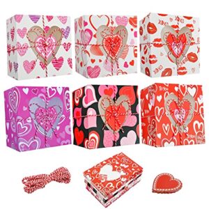 fsehwwn 18 pcs valentines boxes valentines day gift box chocolate heart cookie boxes with window hearts goody candy box with tags and rope for valentines party favors