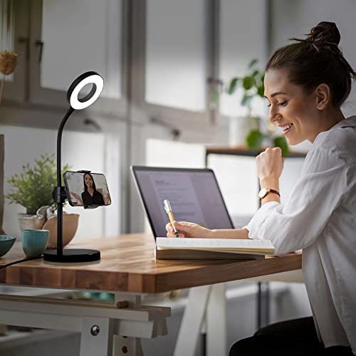 KAWOTI LED Desk Lamp USB Desk Light with 3 Lighting Modes Dimmable 10 Brightness Levels and Rotatable Phone Holder 360 ° Flexible Gooseneck for Bed Reading Work Study