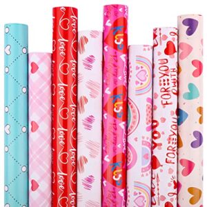 benherofun valentine’s day wrapping paper – gift wrapping paper set includes ribbon, valentine’s day gift tags and coated wrapping paper, valentine’s day element – 20 x 28 inches per sheet【8 sheets】