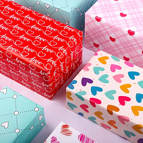 Benherofun Valentine's Day Wrapping Paper - Gift Wrapping Paper Set includes Ribbon, Valentine's Day Gift Tags and Coated Wrapping Paper, Valentine's Day Element - 20 x 28 Inches Per Sheet【8 Sheets】